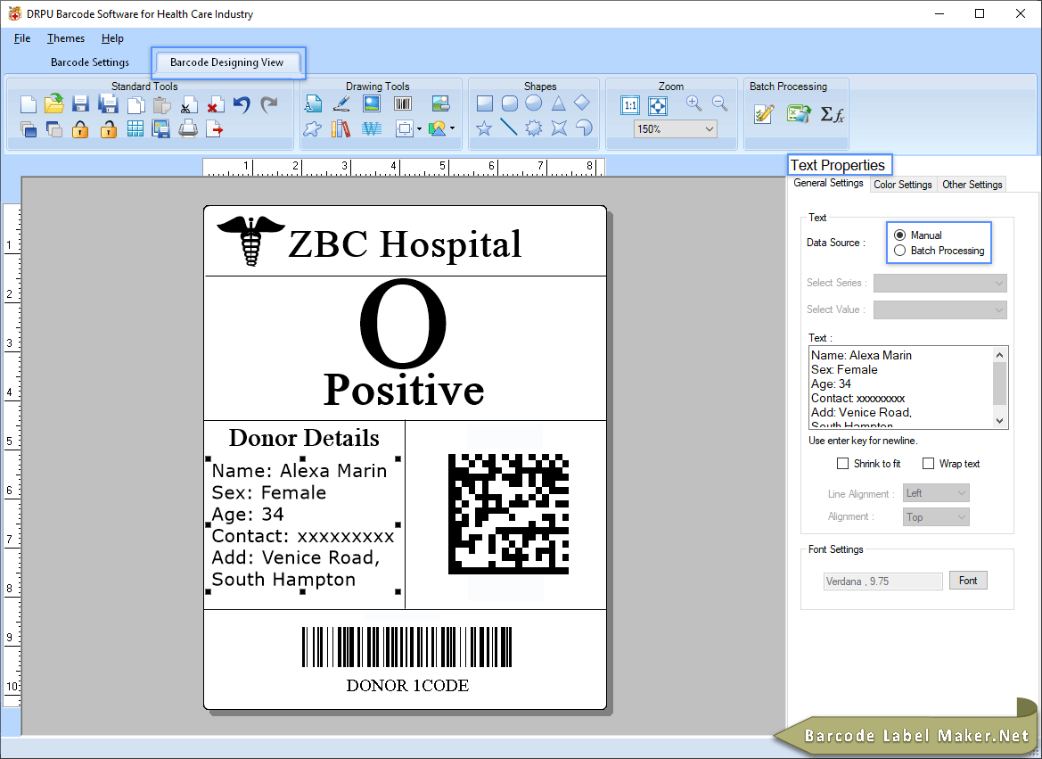 Healthcare barcode maker medical sticker creator labels